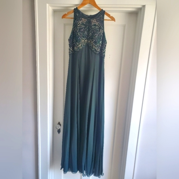 Alyce Design | Dresses | Alyce Design Vintage 0 Silk Beaded Green Aline ...